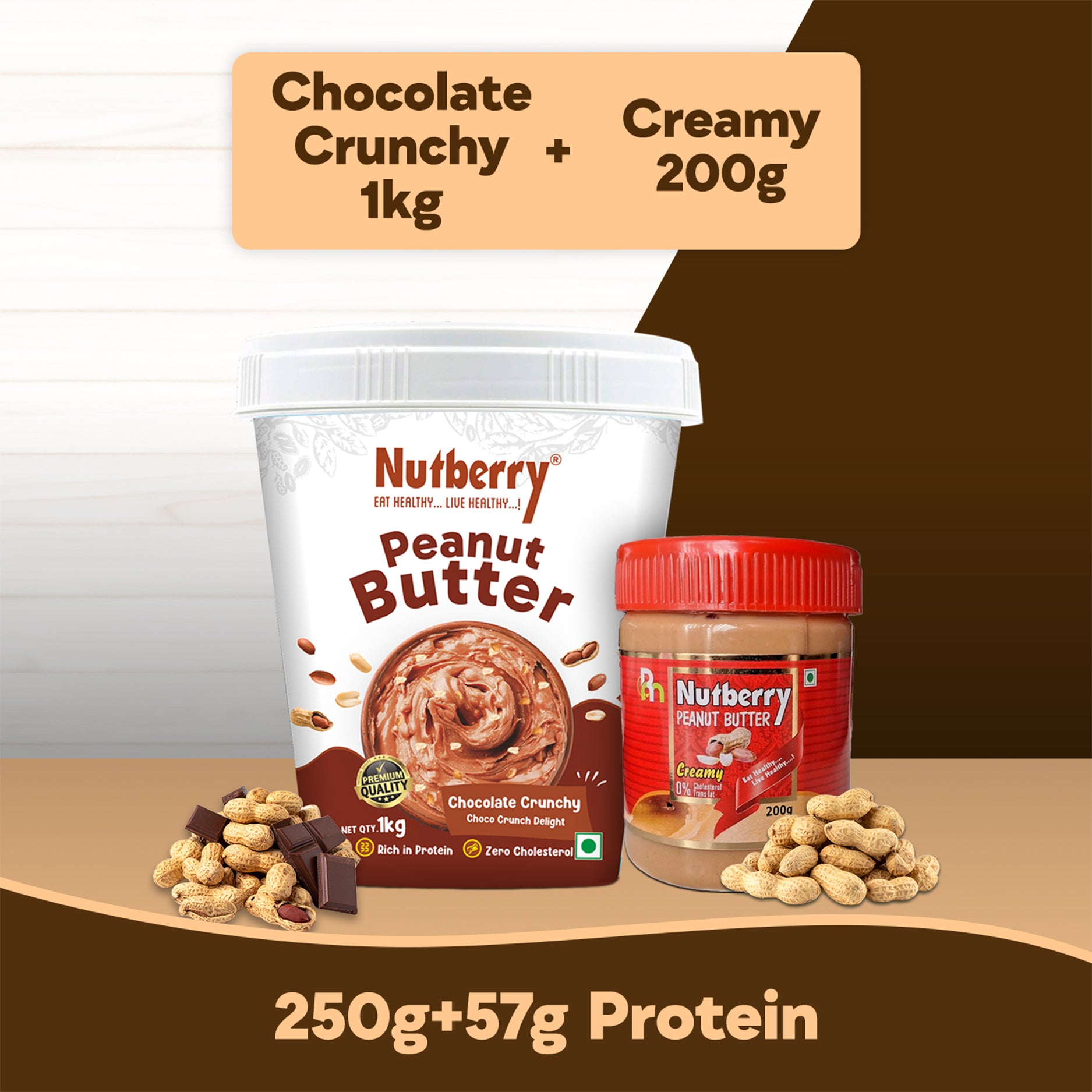 CHOCO CRUNCHY 1 KG + CLASSIC CREAMY 200G – NUTBERRY